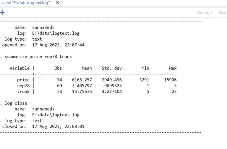 Creating Log File in Stata | The Data Hall
